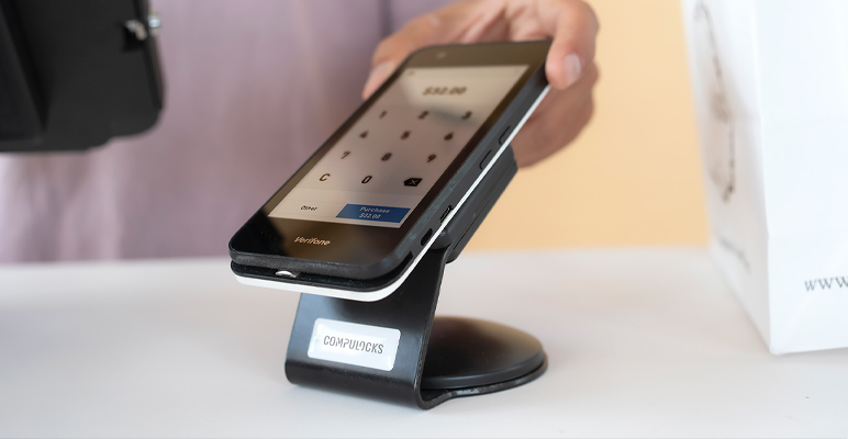 The SlideDock Stand EMV and Smartphone Lock by Compulocks