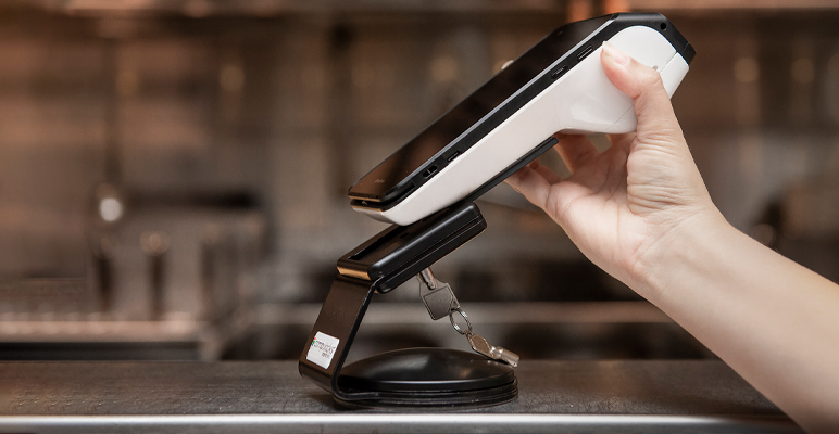 The SlideDock Stand EMV and Smartphone Lock by Compulocks